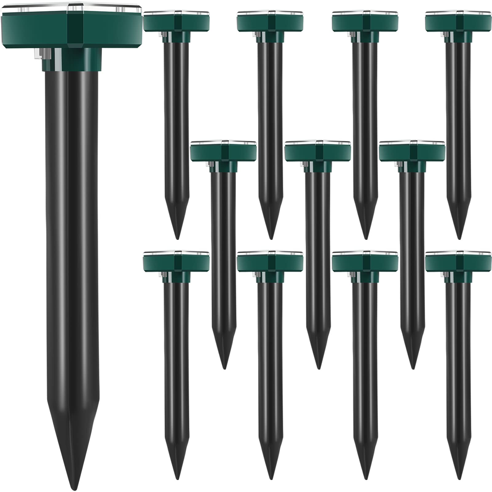 Kittmip 12 Pcs Solar Mole Repellent Ultrasonic Mole Repellent Solar Powered Outdoor Powered Sound Wave Deterrent for Lawn Garden for Snakes Moles Gophers Groundhogs Voles Other Burrowing Mice (Small)