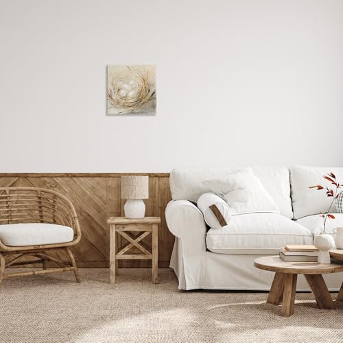 Stupell Industries Abstract Baby Bird Egg Nest Countryside Animals Canvas Wall Art, 17x17, Beige