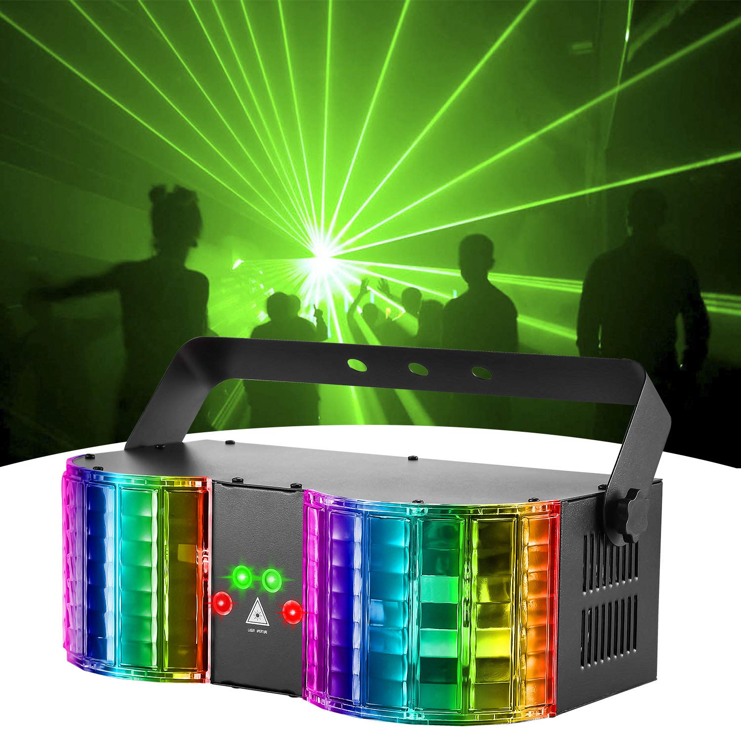 DJ Lights for Parties, BSYUN RGB LED Butterfly Disco DJ Lights with Sound Activated Strobe Effect for Indoor Parties (3.7 x 2.7 x 4.7 inches)