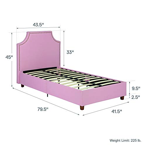 DHP Melita Linen Upholstered Platform Bed Frame,Pink, Twin