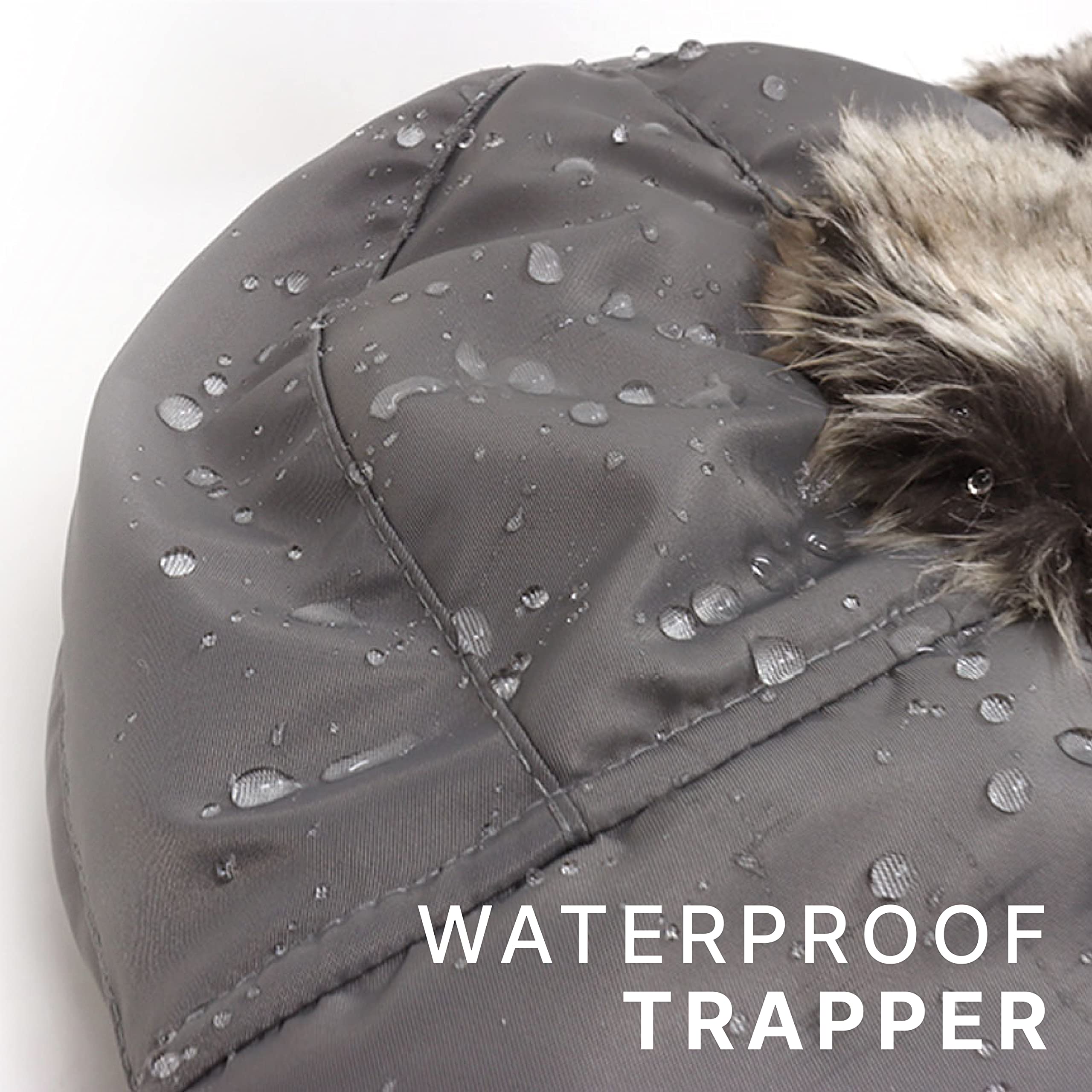 CHOK.LIDS Waterproof Winter Trappers Unisex Premium Strength Ushanka Ear Flap Chin Strap Cold Weather Outdoor (Black)