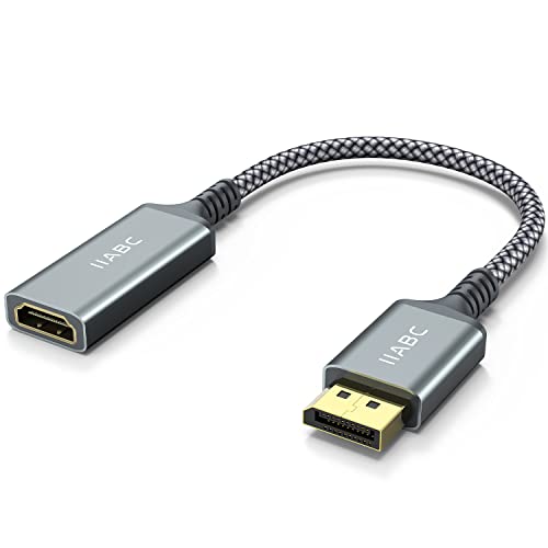 IIABC 4K DisplayPort to HDMI Adapter Cable, Gold-Plated Uni-Directional Display Port PC to HDMI Screen Converter (Male to Female) Compatible for HP, Dell, GPU, AMD, NVIDIA, More. Passive