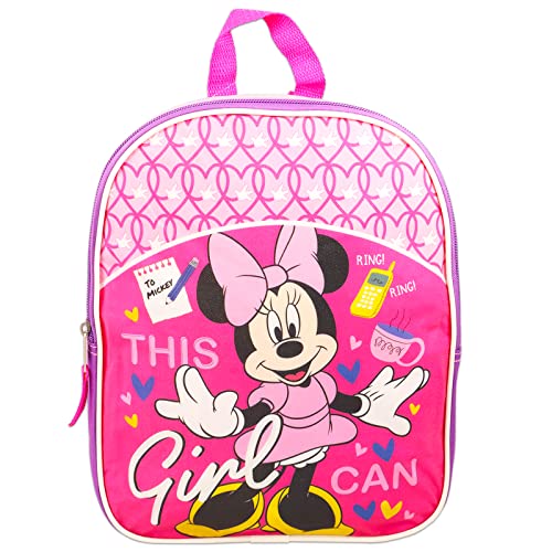 Minnie Mouse Mini Backpack - Bundle with 11β Minnie Mini Backpack, Water Pouch, Minnie Stickers, More - Minnie Mouse Preschool Backpack for Girls Toddler