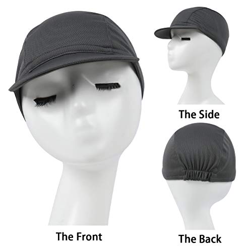 DOCILA Solid Color Cycling Cap Under Helmet Bicycle Hat Adjustable Skull Caps with Reflextive Sun Brim (Gray)