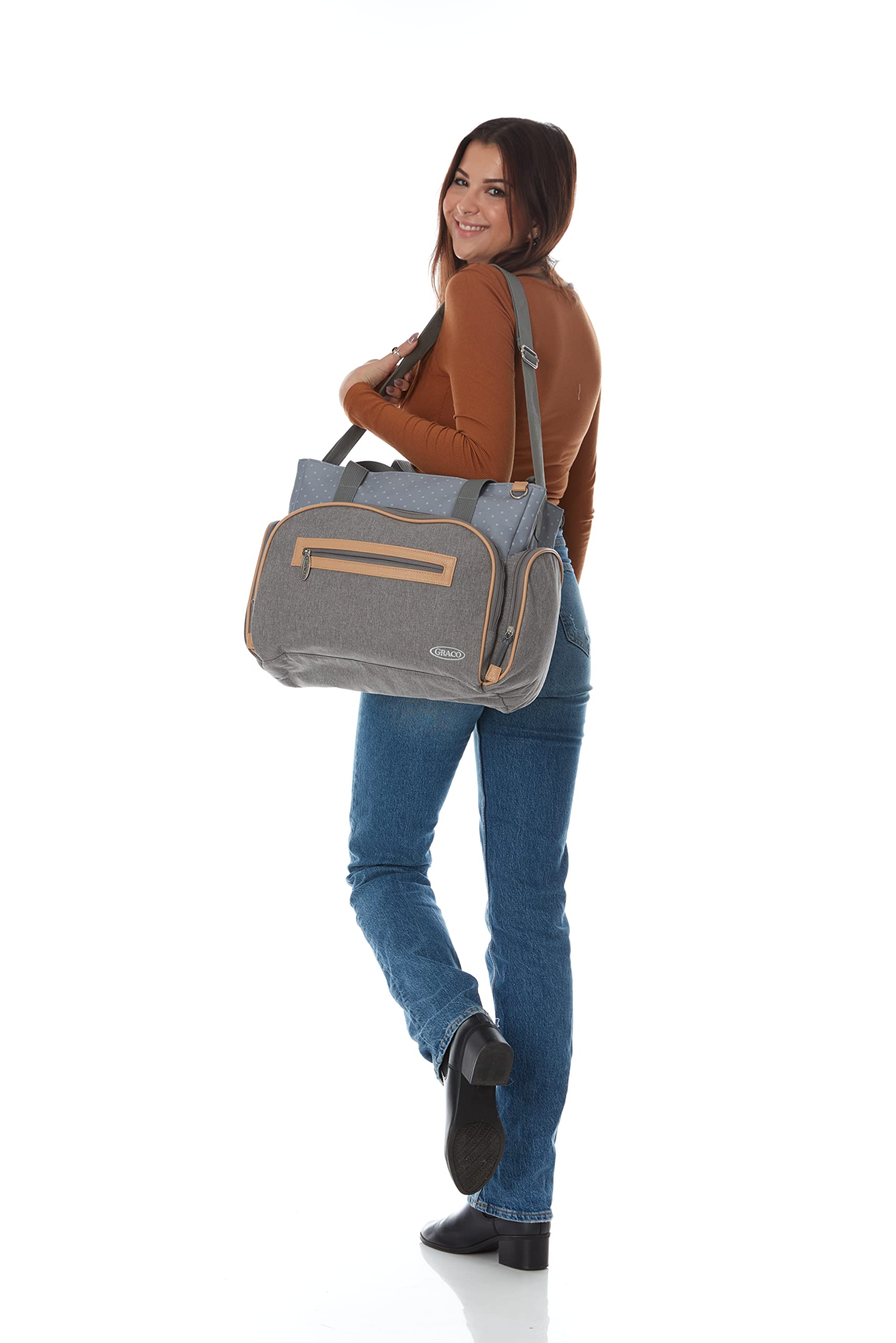 Graco Unisex Baby Diaper Bag Backpack and Tote with Changing pad, Canvas and PU, Large