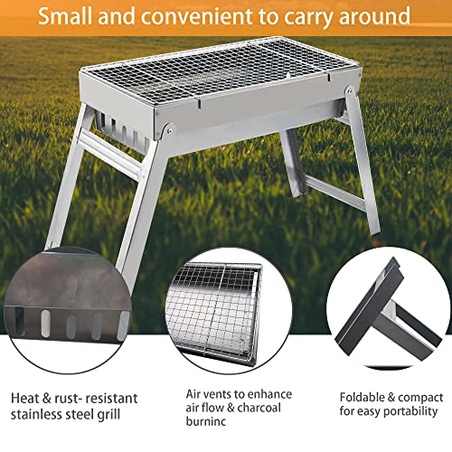 LYBOSH portable charcoal grill, 17.5" - With Handbag, multifunctional folding grill for travel, outdoor cooking and grilling, camping grill