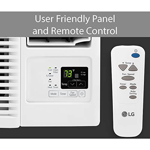 LG 18,000 BTU Window Air Conditioner with Supplemental Heat, Cools 1,000 Sq.Ft. (25' x 40' Room Size), Electronic Controls with Remote, 2 Cooling, Heating & Fan Speeds, Slide In-Out Chassis, 230/208V