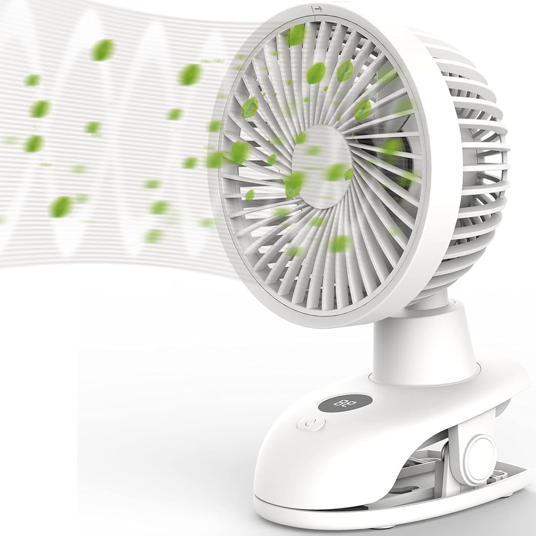 FIELDSKY Small Oscillating Desk & Clip Fan Portable Table Fan USB Rechargeable Battery Powered Quiet Personal Fan Dual Adjustable Angle Desktop Air Circulate Fan with 4 Speed