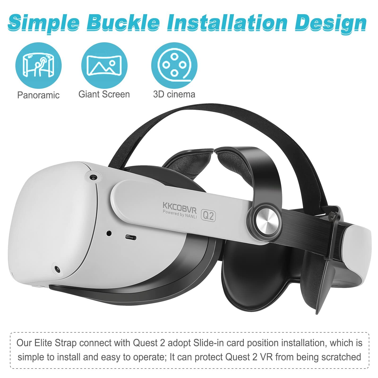 Elite Strap with 5200 mAh Battery for Oculus Quest 2,Head Strap with Battery Pack,VR Replacement for Oculus Quest 2,VR Game Accessories,Gravity Balance Adjustable Comfortable