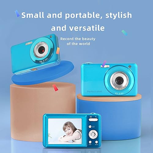 Digital Camera, 2.7in 48MP 8X Digital Zoom Point and Shoot Camera, Video Camera with Anti Shake Vlogging Camera for Night, Portrait, etc (Blue)