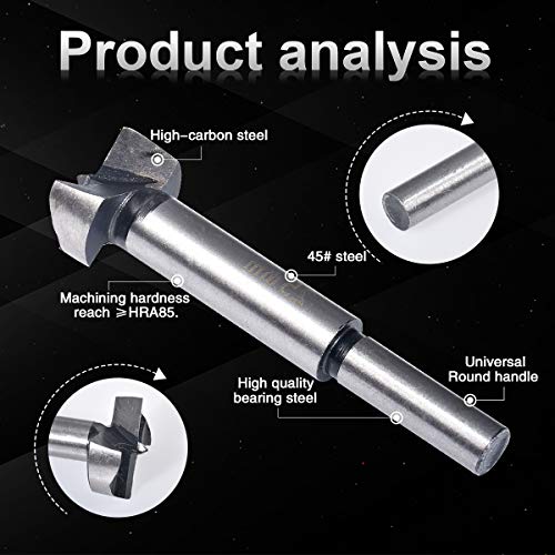 KATUR 15mm to 35mm Hinge Boring Bit Tungsten Steel Forstner Drill Bits Set Hinge Forstner Boring Hole Saw(5pcs,15-35mm)