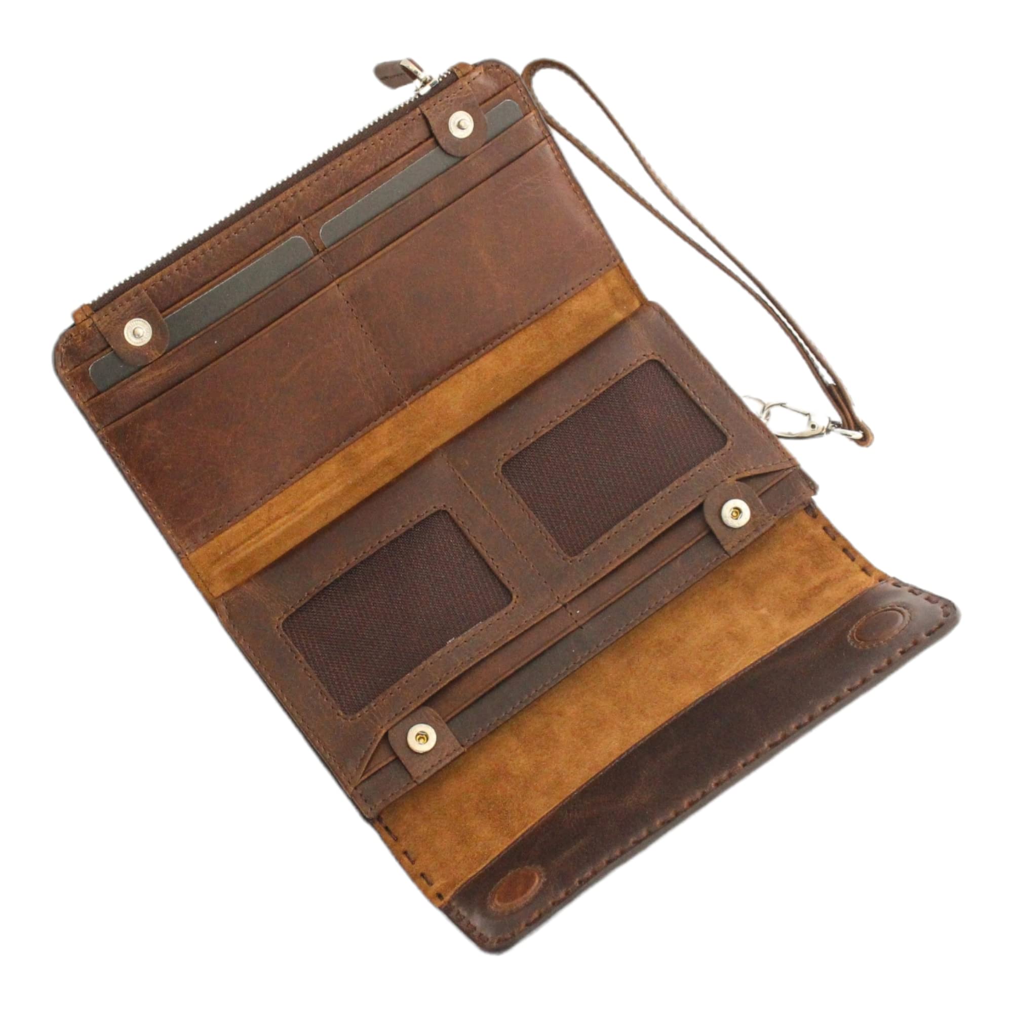 Genuine Leather Wallets for Women, Leather Wallet with Large Wristlet and Phone Holder, Women's Leather Wallet with Wristlet Strap