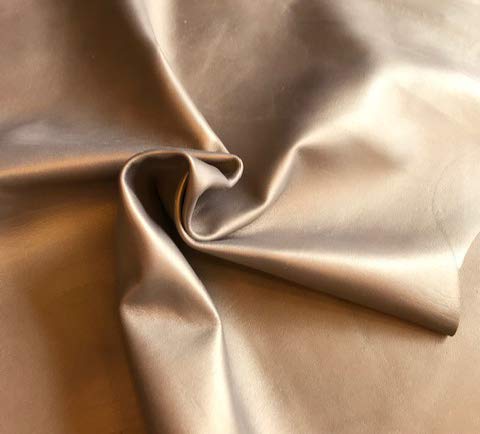 Craft Real Leather Hide – Top Quality Lambskin - Dark Champagne Color - 4 sq ft - 2 oz. avg Thickness - Pearlescent Finish – Full Skins – Soft Thin Upholstery Fabric – Home Décor Material
