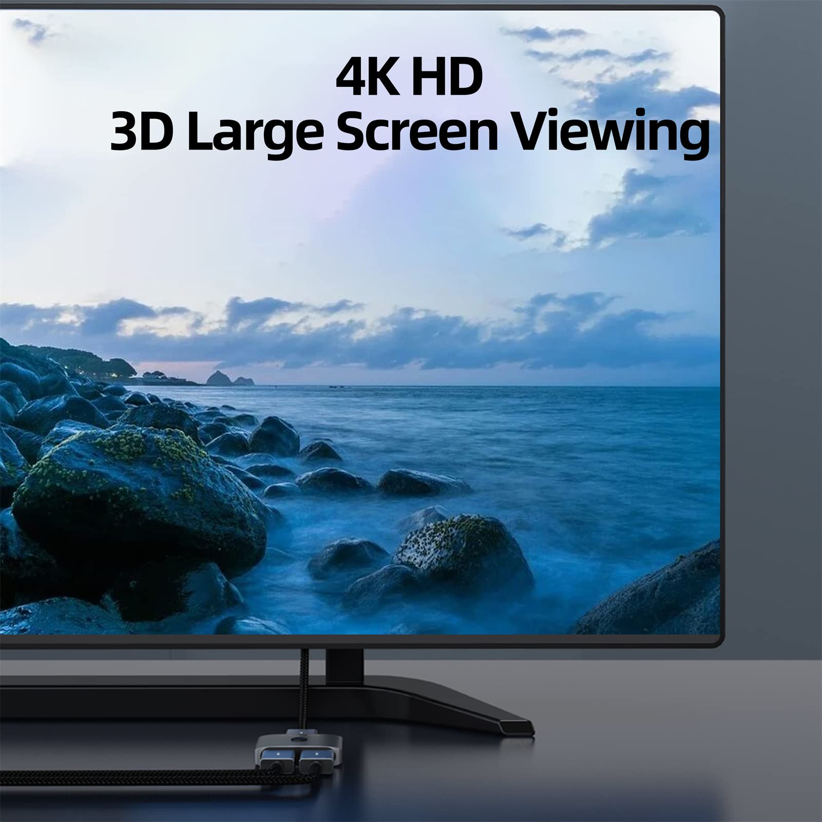 HDMI Switch 2 in 1 Out, 4K@60Hz HDMI Extended Switching, Aluminum Bidirectional HDMI 2.0 Switcher Splitter, Support HDR 4K 3D HDCP2.2 for PC TV PS4 Xbox FireStick Roku and More