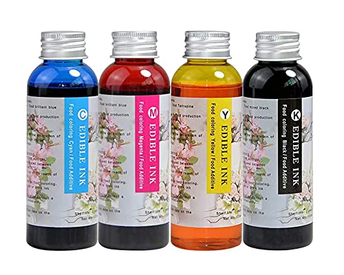 Food Grade 400ML Bakey Ink Refill for C88 C88+ WF7710 ET2720 ET15000 WF3640 WF7110 WF7210 WF3610 Inkjet C AKE DIY Bottle Coffee Printers, Cyan