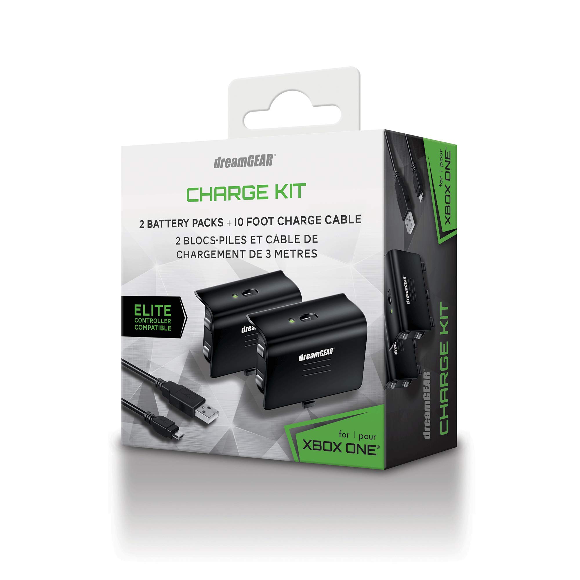 dreamGEAR Xbox One Charge Kit. Includes Charge Cable & 2 Rechargeable Batteries