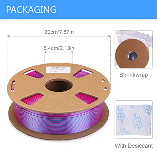 Tumbler PLA 3D Printer Filament, 1.75mm Dimensional Accuracy +/- 0.03mm 2.2lbs, Silk Magic Color Blue Rosered