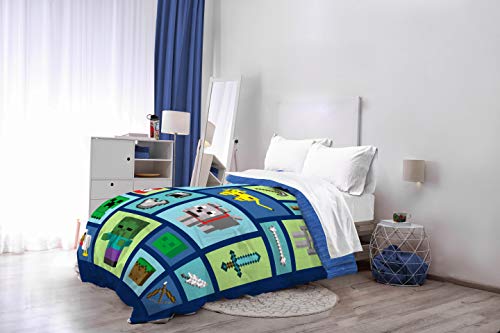 Minecraft Good Day Twin/Full Cooling Comforter - Super Soft Kids Bedding Features Creeper- Fade Resistant Polyester Microfiber Fill (Official Minecraft Product)