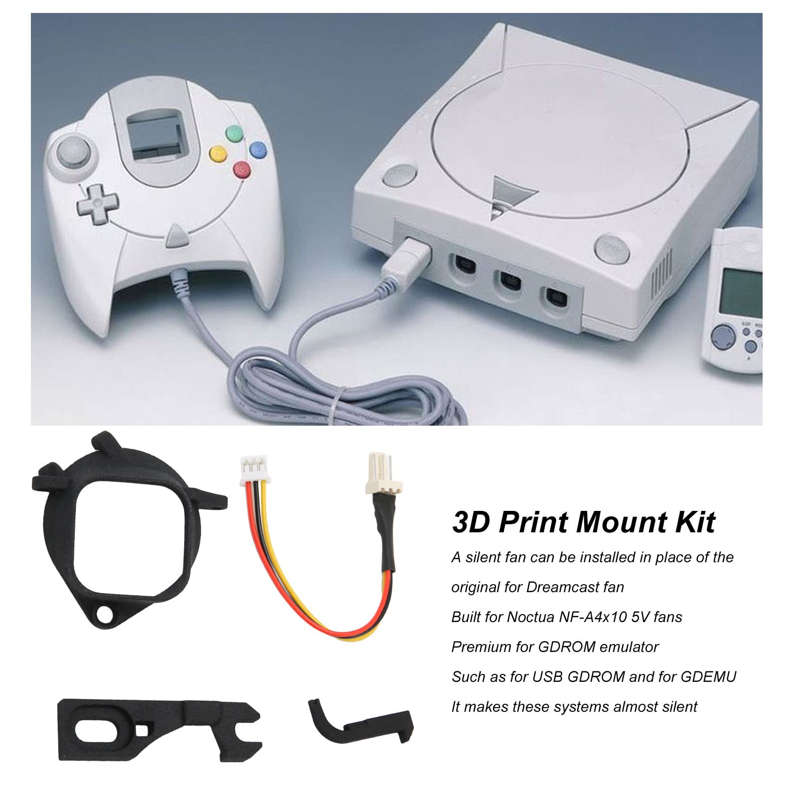 Gaeirt Mini Fan 3D Print Mount Kit, Console Cooling Fan Mount Keep Silent Replacement for Game Controller
