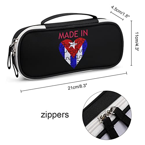 Made in Cuba Printed Pencil Case Bag Stationery Pouch with Handle Portable Makeup Bag Desk Organizer