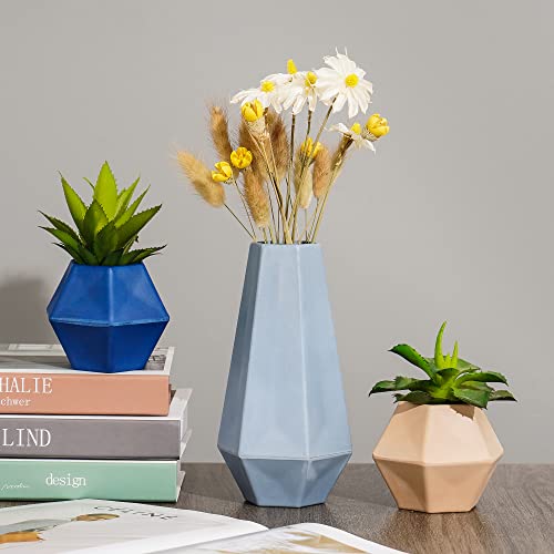 PROGUP Home Décor Boho Vase Set- 3 Small Vases, Modern Rustic Farmhouse Decor,Decorative Vase for Pampas Grass & Dried Flowers,Table, Bookshelf, Mantel and Entryway Decor
