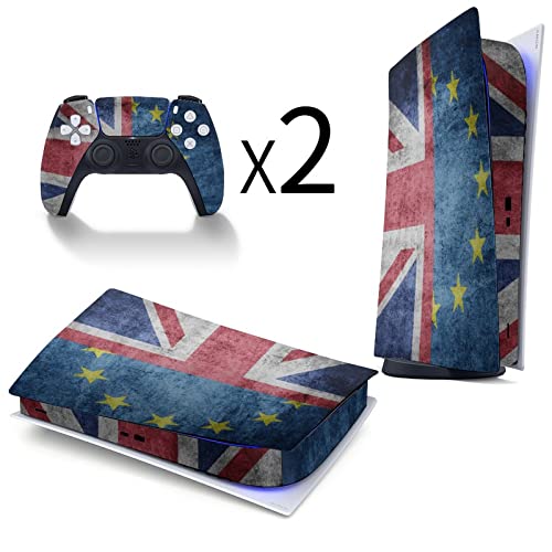 Euro Country Relations Full Protective Skin Cover Design Wrap Decal Sticker Compatible with PS5 Digital Edition Console and Controller