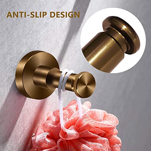 Kayfia 4 Packs Towel Hooks for Bathrooms Metal Bathroom Bathroom Hooks Wall Hooks Towel Hook for Hanging Coats Robes Toilet Living Room Office (4, Bronze)
