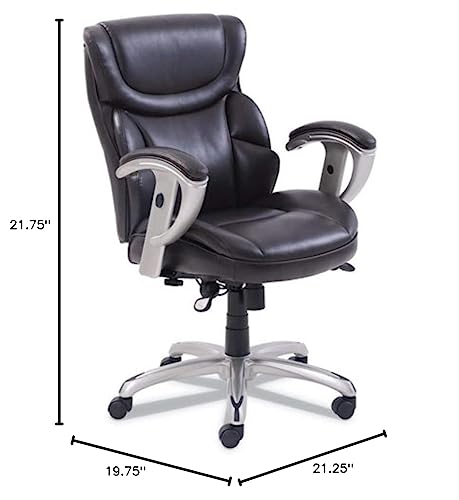 SertaPedic Emerson Task Chair, Supports Up to 300 Lb, 18.75" to 21.75" Seat Height, Brown Seat/Back, Silver Base