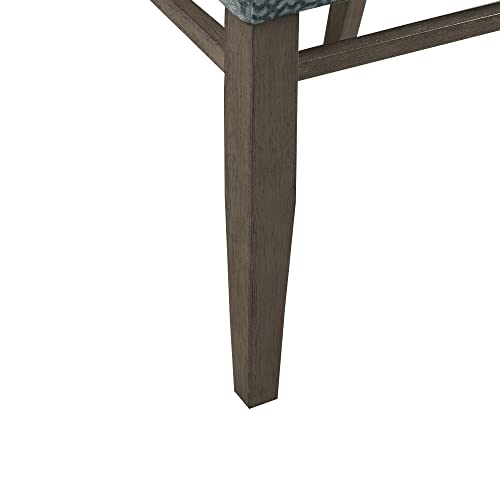 Madison Park Elmwood Dining Chair Set of 2-Cut Velvet Upholstered Backrest, Foam Seat Cushion Modern Kitchen Furniture, Reclaimed Grey Finished Solid Wood Legs, 38.5" H, Blue