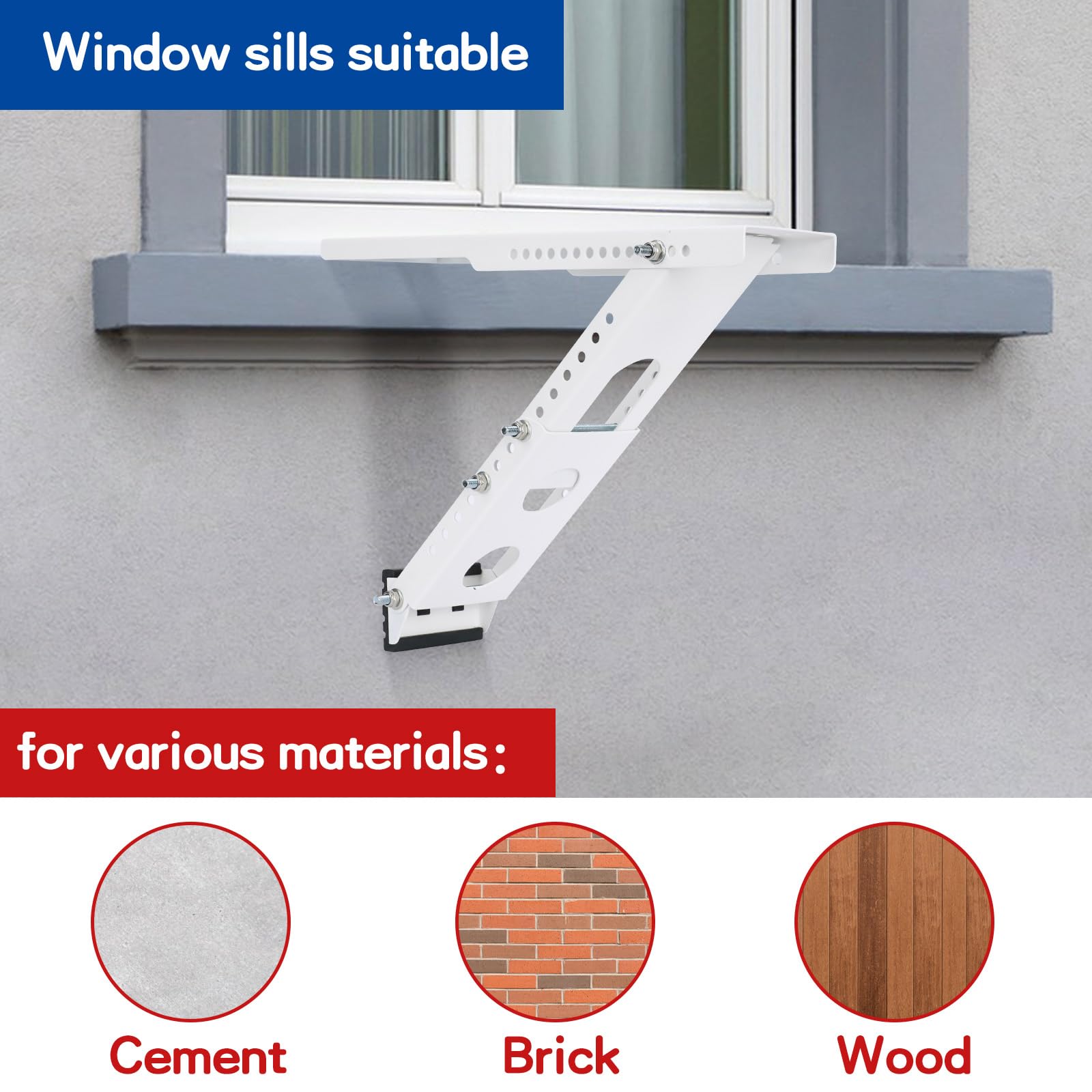 GNILLKO Window Air Conditioner Support Bracket, Support Up to 165 lbs, Universal for 12,000 to 24,000 BTU AC Units, Window AC Bracket Light Duty