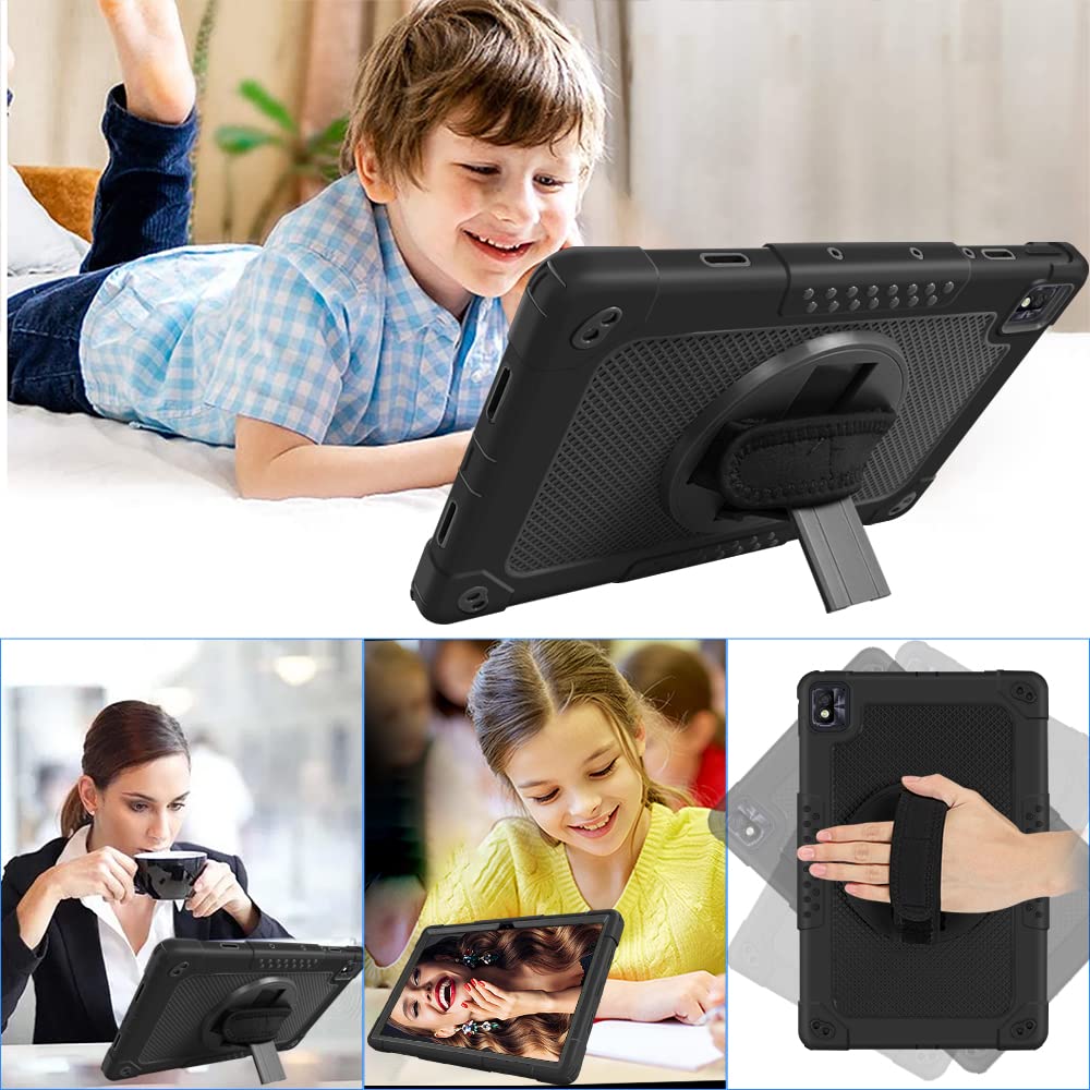 FIEWESEY for TCL TABMAX 10.4 Inch Tablet Case,Heavy-Duty Shockproof Kids Friendly Hybrid Rugged Protective Case for Nokia T20/Nokia T21/TCL Tab Pro 5G 9198S/VASTKING KingPad M10 Tablet(Black/Black)