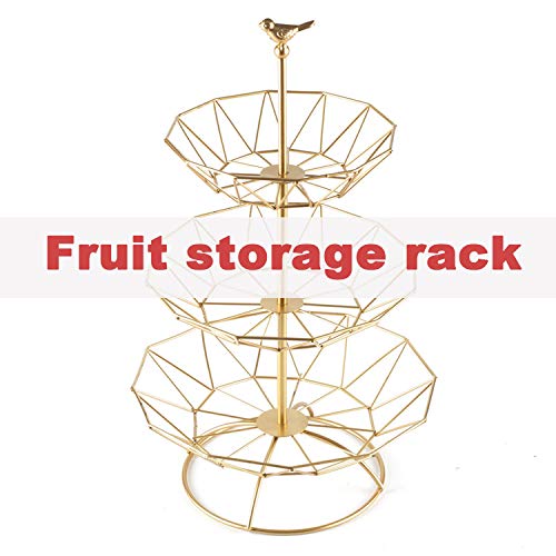 MINIDUO Wrought iron 3 Tier Fruit Tray Fruits Desserts Candy Buffet Plates Serving Tray for Family Dinner Birthday Party Wedding-gold