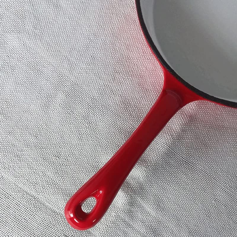 DHTDVD Pan Enameled cast Iron Pan Long Handled Nonstick Pan Kitchen Cookware Saucepan