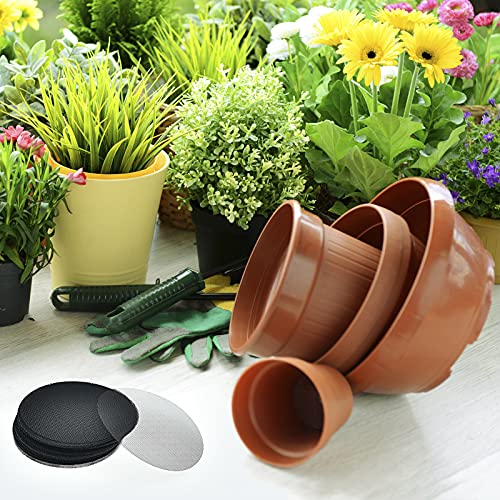 Grandisk 100 PCS Flower Pot Hole Mesh Pad 4 Inch Round Drainage Hole Screens Garden Plant Bonsai Pot Bottom Grid Mat Plastic Mesh Screen Breathable Gasket for Prevent Soil Loss (4 x 4 inch), Black