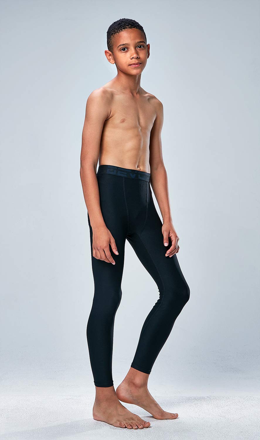 DEVOPS 2 Pack Youth & Boys Thermal Compression Baselayer Sport Tights Fleece Lined Pants (Small, (Non-Fly) Black/Red)