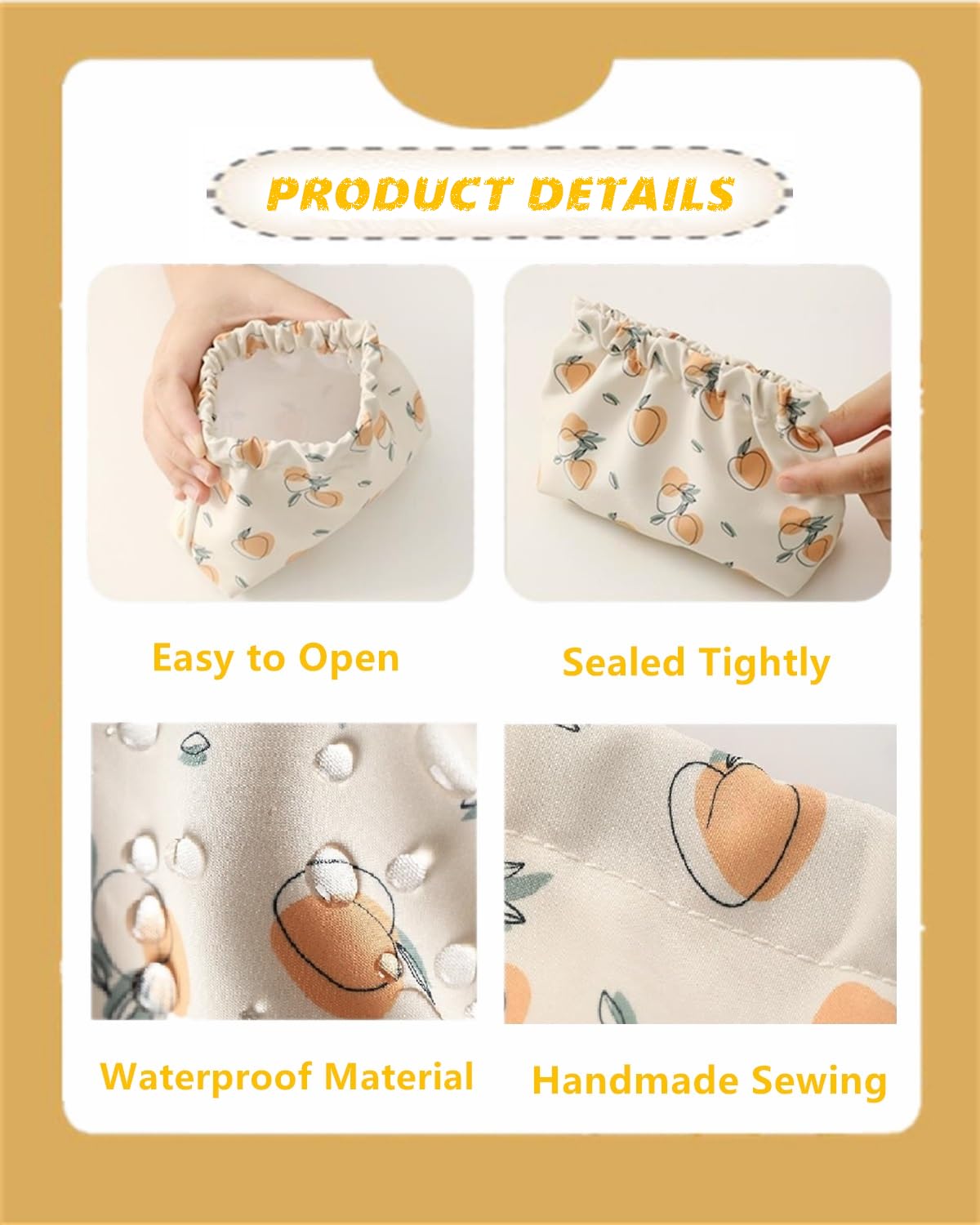 Gepehoho Small Makeup Bag for Purse, 3pcs Waterproof Mini Pouch, No Zipper Self-closing Travel Kit Storage Bag for Women & Girl (A)