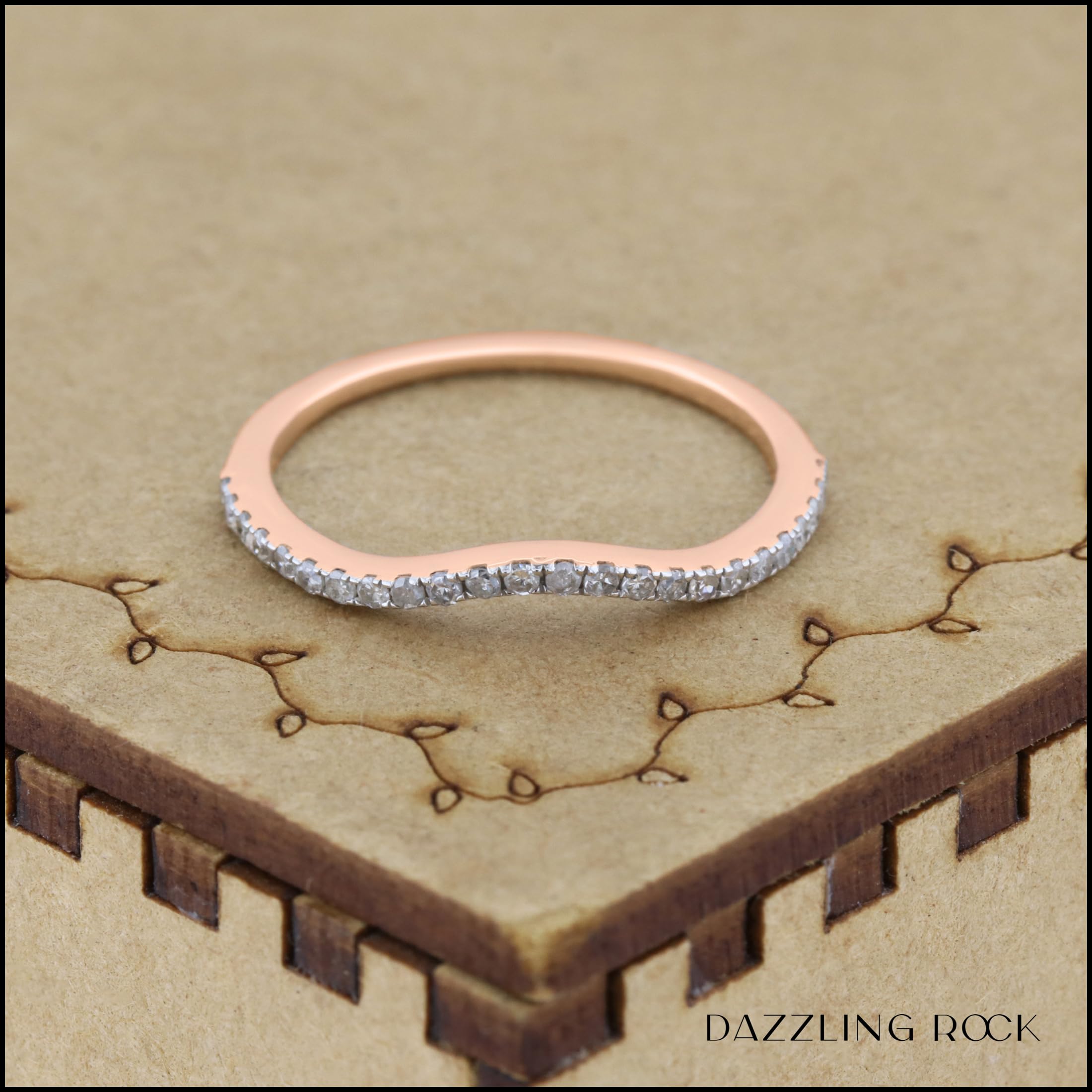 Dazzlingrock Collection 0.15 Carat (Cttw) Round White Diamond Contour Wedding Ring Enhancer Guard for Women in 10K Rose Gold Size 8