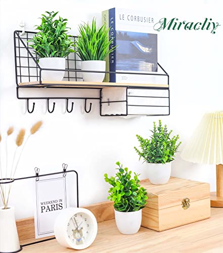 Miracliy 4 Packs Fake Plants Small Artificial Faux Plants Indoor for Home Office Farmhouse Bathroom Decor