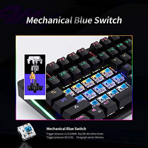 summina Mechanical Keyboard Combo USB Wired Gaming Keyboard Set 104 Keys Mixed Light Keyboard with Blue Switch
