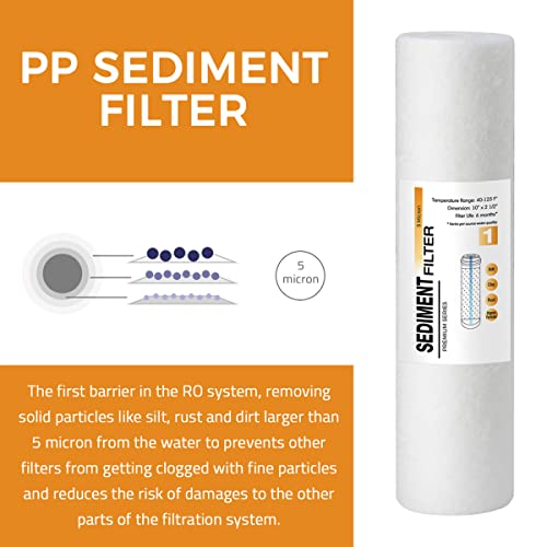iSpring F3US Standard Reverse Osmosis RO Systems 6-Month Prefilter Replacement Supply Cartridge Pack Set, 3 Filters w/Sediment, CTO and GAC, 10" X 2.5", Fits PH100, RO100, Made in USA