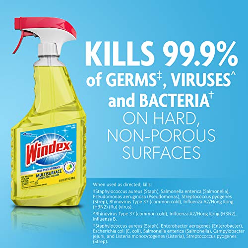 Windex Disinfectant Cleaner - Multisurface Spray Bundle, Includes a 23 fl oz Spray and a 32 fl oz Refill, Works on Kitchen and Bathroom Counters and More, Citrus Fresh Scent