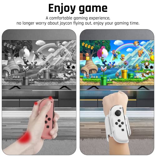 FANPL Wrist Bands for Dance 2024/2023/2022/2021/2020, Adjustable Elastic Straps for Nintendo Switch & Switch OLED Joycon Controller, 2 Pack Switch Dance Game Accessories for Adult and Kids - White