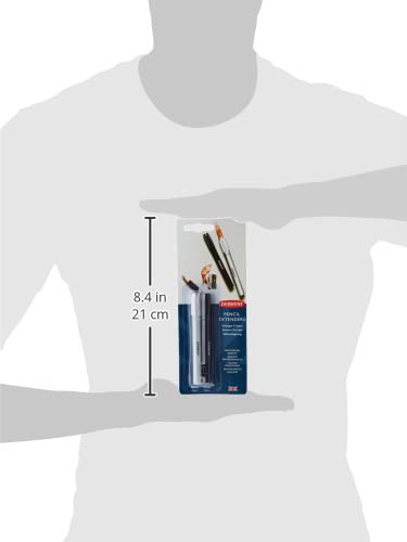 Derwent Pencil Extender Set, Silver and Black, for Pencils up to 8mm, (2300124), 2 Count (Pack of 1)