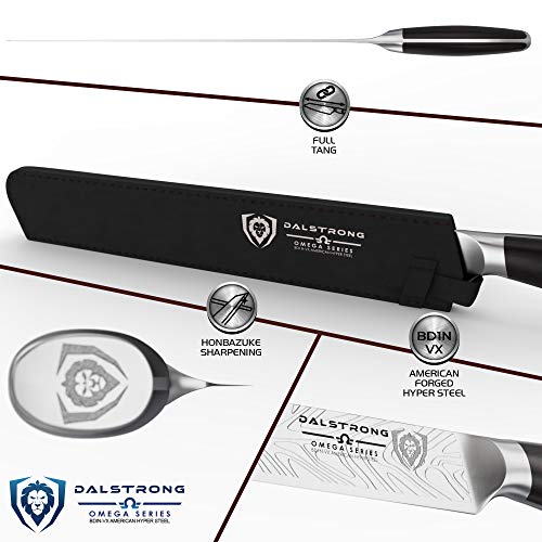 Dalstrong Slicing Knife - 12 inch Slicer - Omega Series - BD1N-V Hyper Steel Kitchen Knife - G10 Handle - Razor Sharp Knife - Carving Knife, Brisket, BBQ - Leather Sheath Included