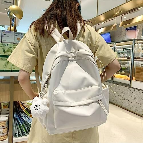 MadGrandeur Aesthetic Backpacks for Girls Kawaii Backpack School Backpack Cute Bookbag Plain Preppy Bag Casual (Black)
