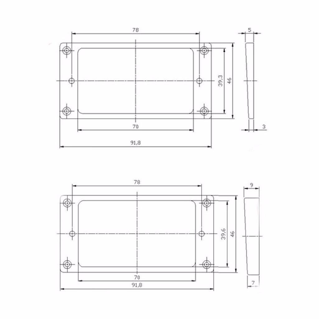 Dopro Set of 2 Plastic Humbucker Pickup Ring Pickup Mounting Frame Flat Bottom 3 * 5 for Neck and 7 * 9 for Bridge Pickup Black
