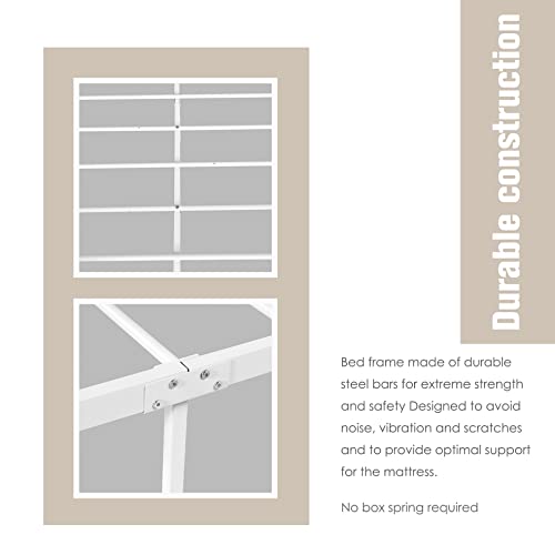 Zoophyter Metal Platform Bed Frame Queen Size with Headboard Footboard No Box Spring Needed Easy Assembly White