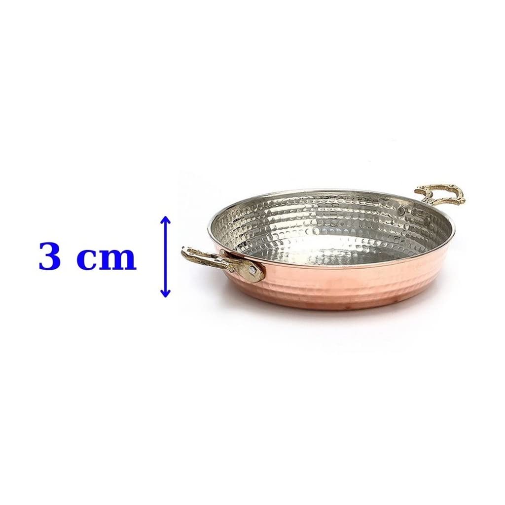DHTDVD Cooking Egg Omelette Copper Skillet Traditional Turkish Frying Cook Turkey Fryer Pot Brass Handles (Color : White-Fruit peach5, Size : 14cm)