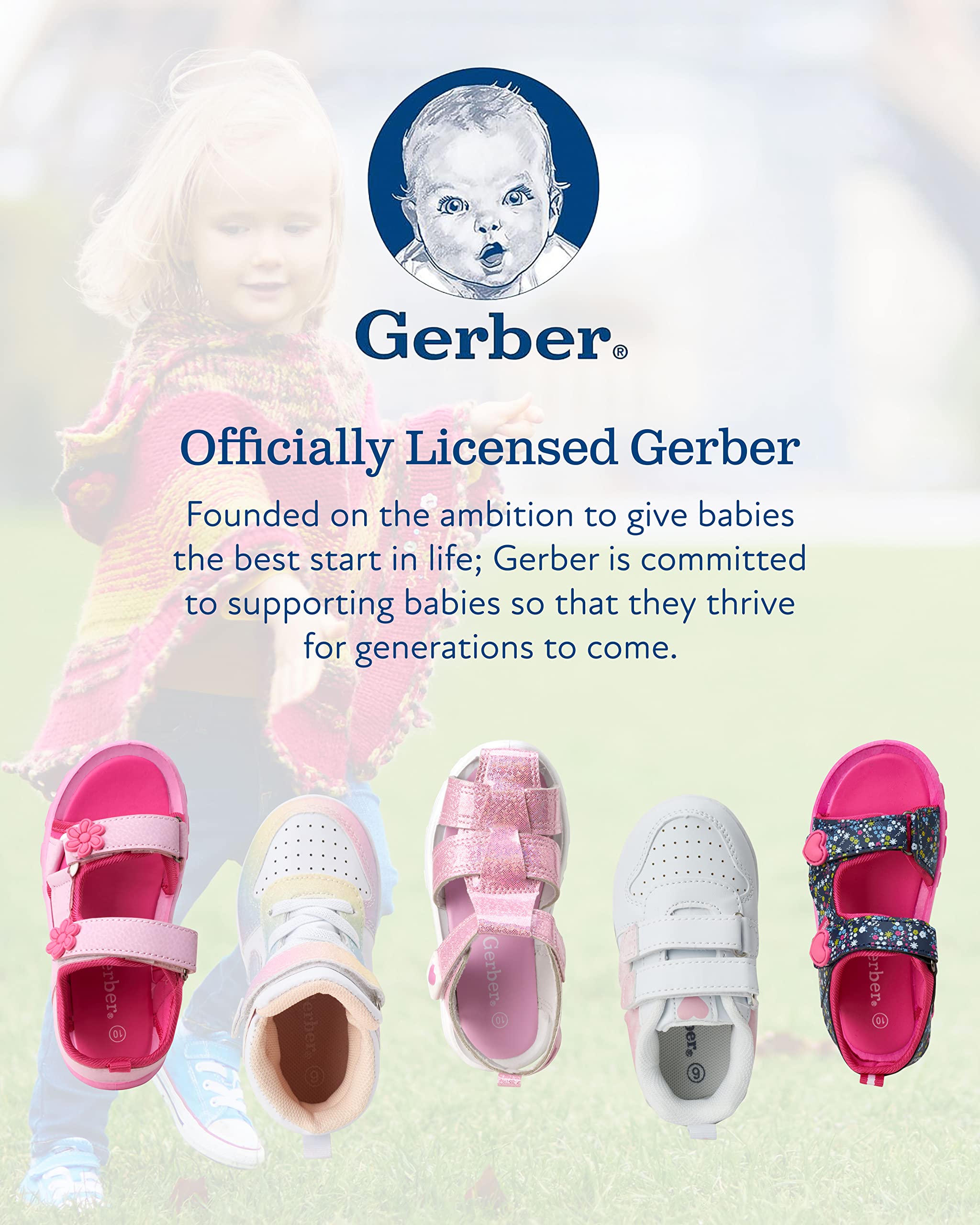 GERBER Baby Girls' Shoes - High Top Ankle Support Walking Shoes (Infant: 3-24 Months), Size 4 Infant, Rainbow Glitter