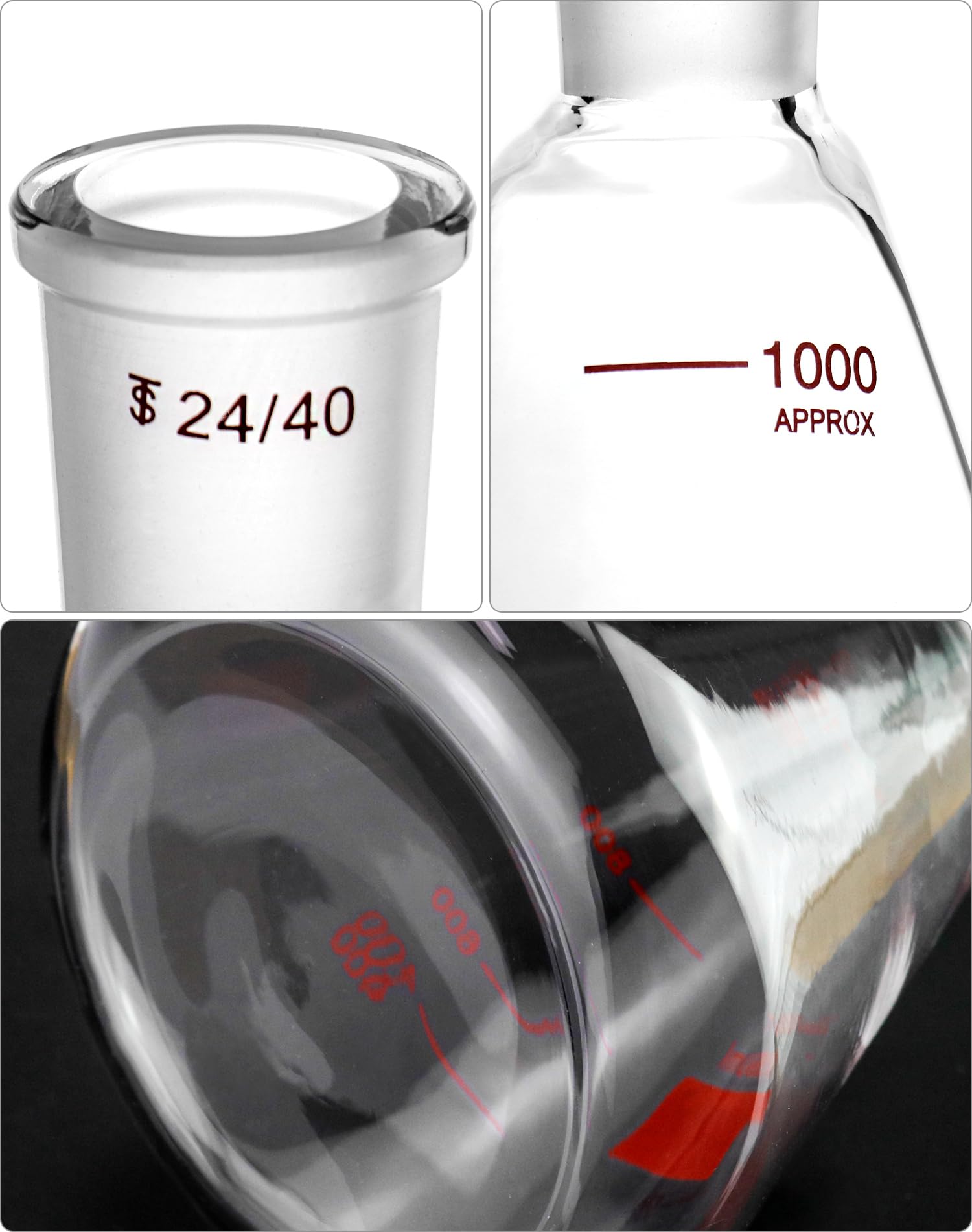 QWORK 250ml Glass Buchner Filtering Funnel and 1000 ml Erlenmeyer Flask, Thick Wall Flask with 24/40 Outer Joint